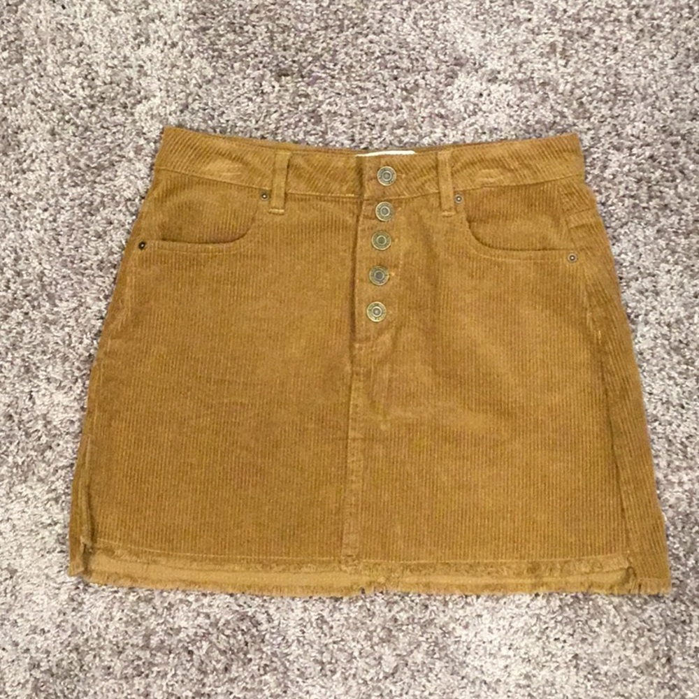 Indigo Rein Light Brown Corduroy Fringe Skirt Size 3/… - Gem